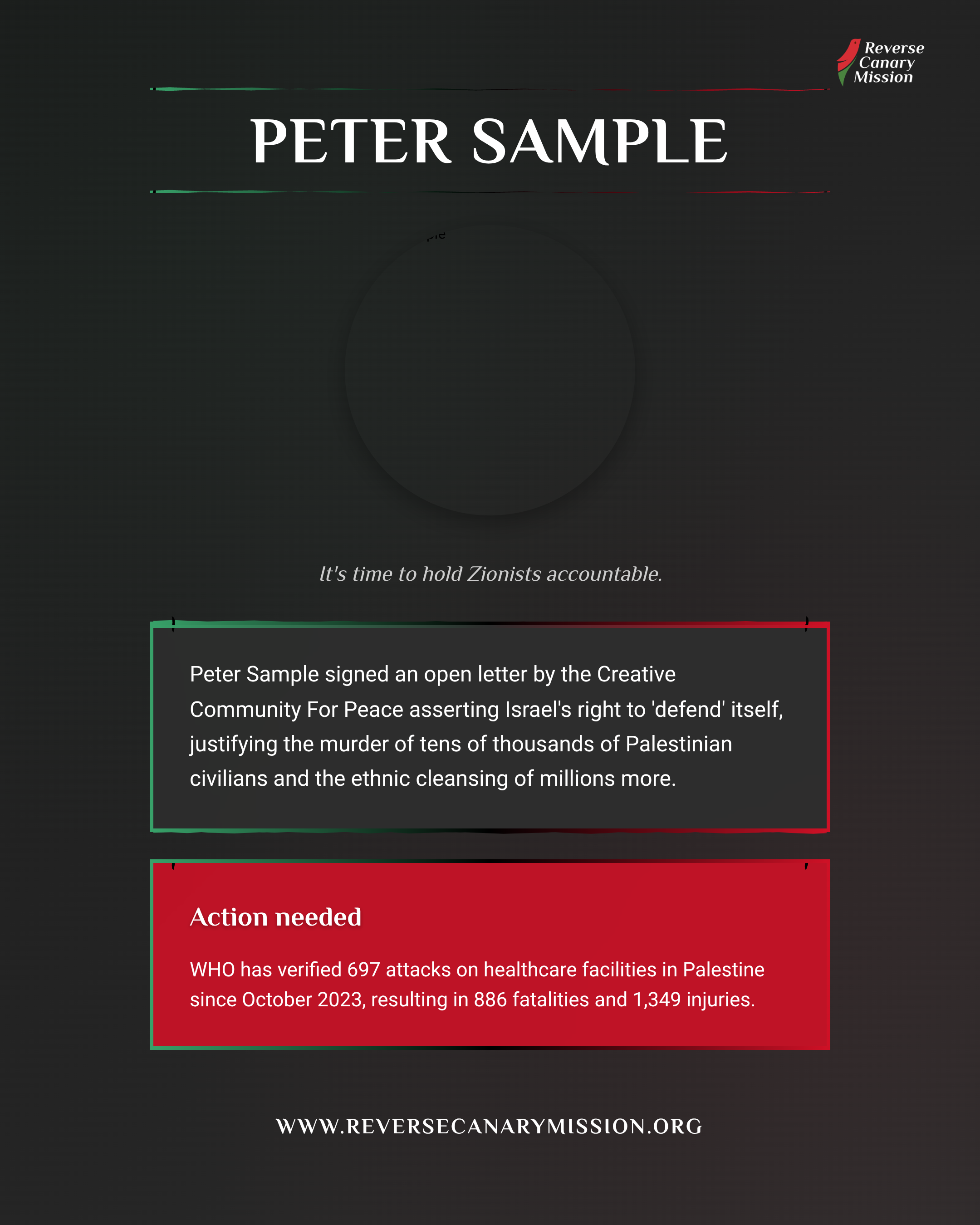 Peter Sample - Complicit in Apartheid | Reverse Canary Mission