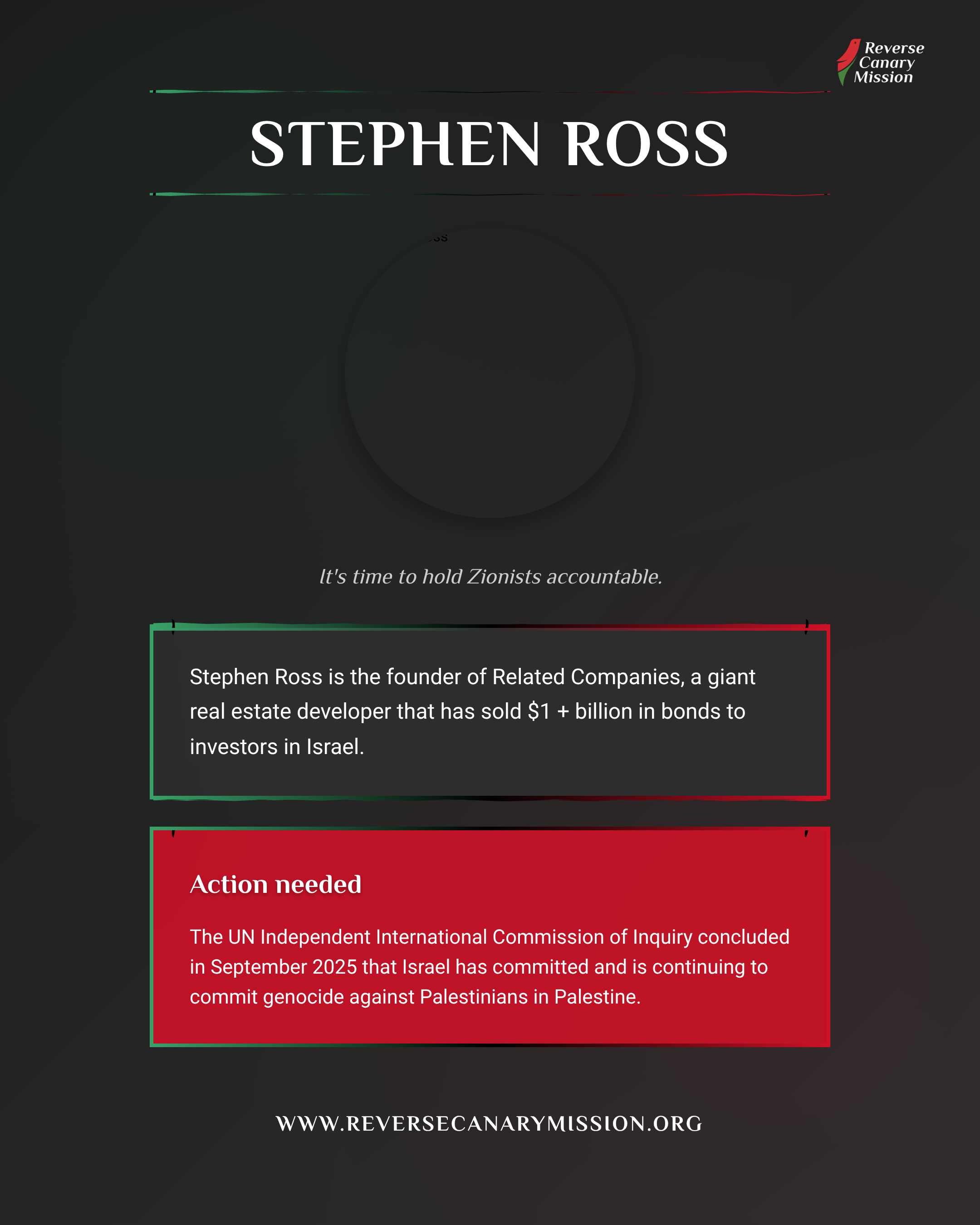 Stephen Ross - Complicit in Apartheid | Reverse Canary Mission