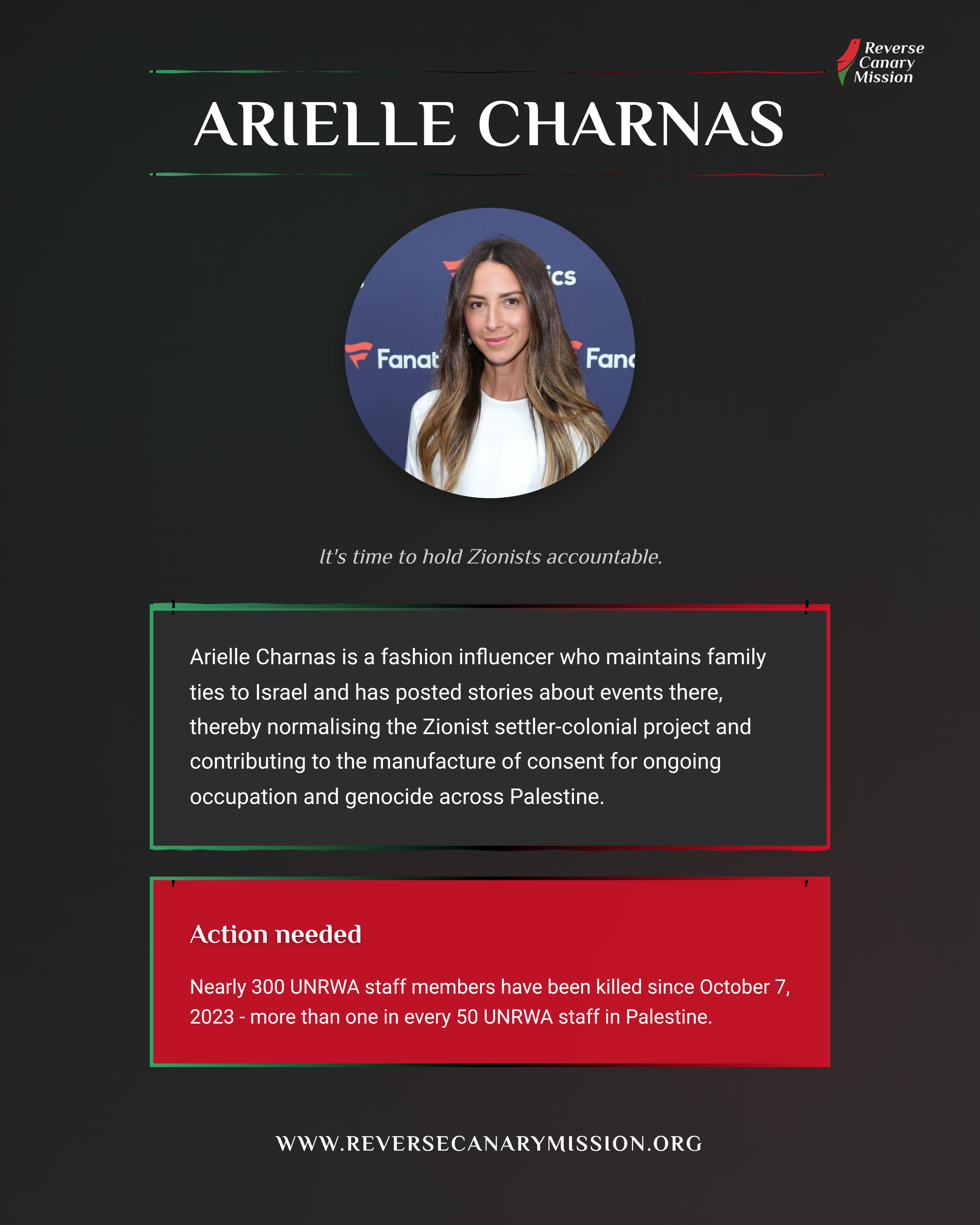 Arielle Charnas - Complicit in Apartheid | Reverse Canary Mission