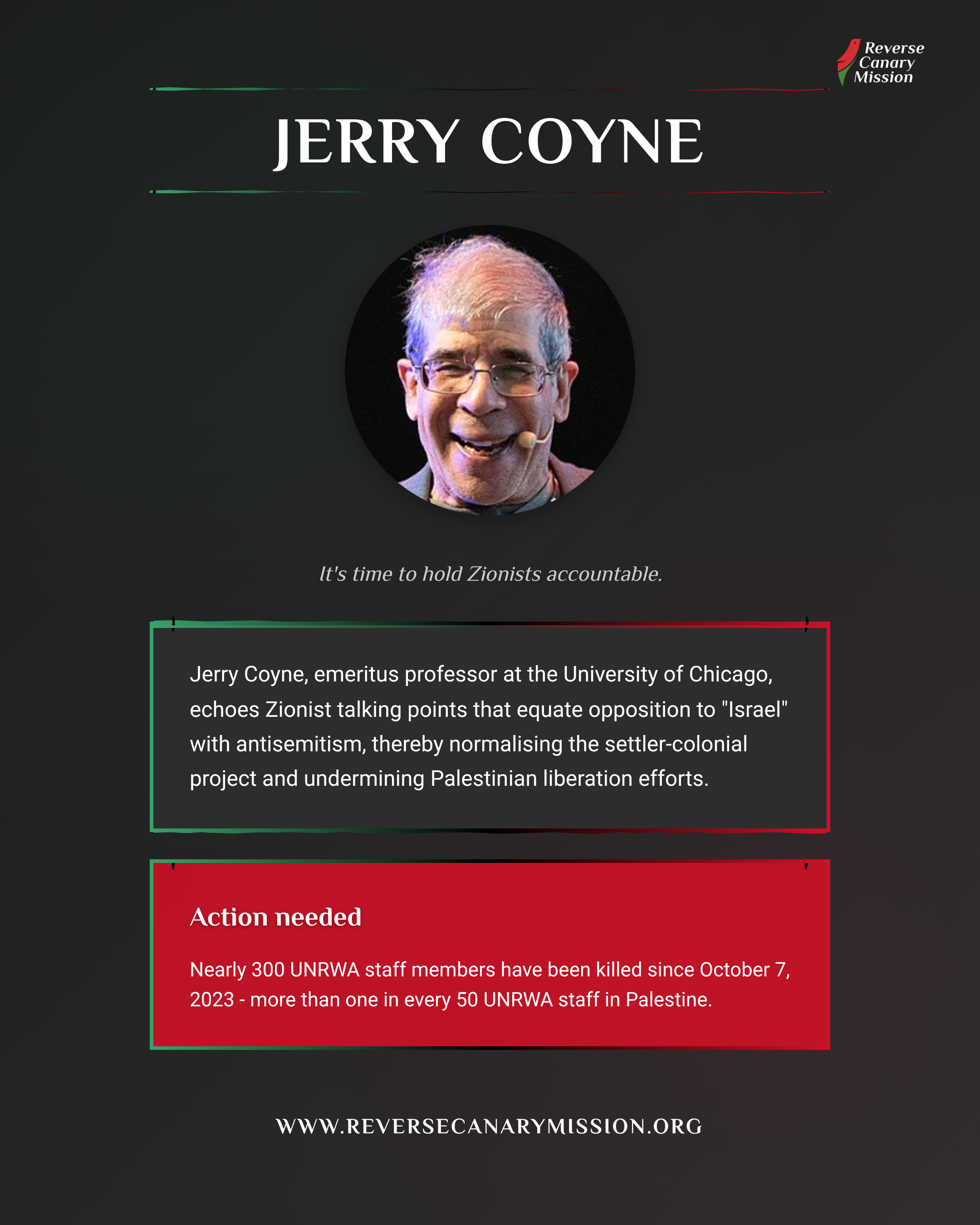 Jerry Coyne - Complicit in Apartheid | Reverse Canary Mission