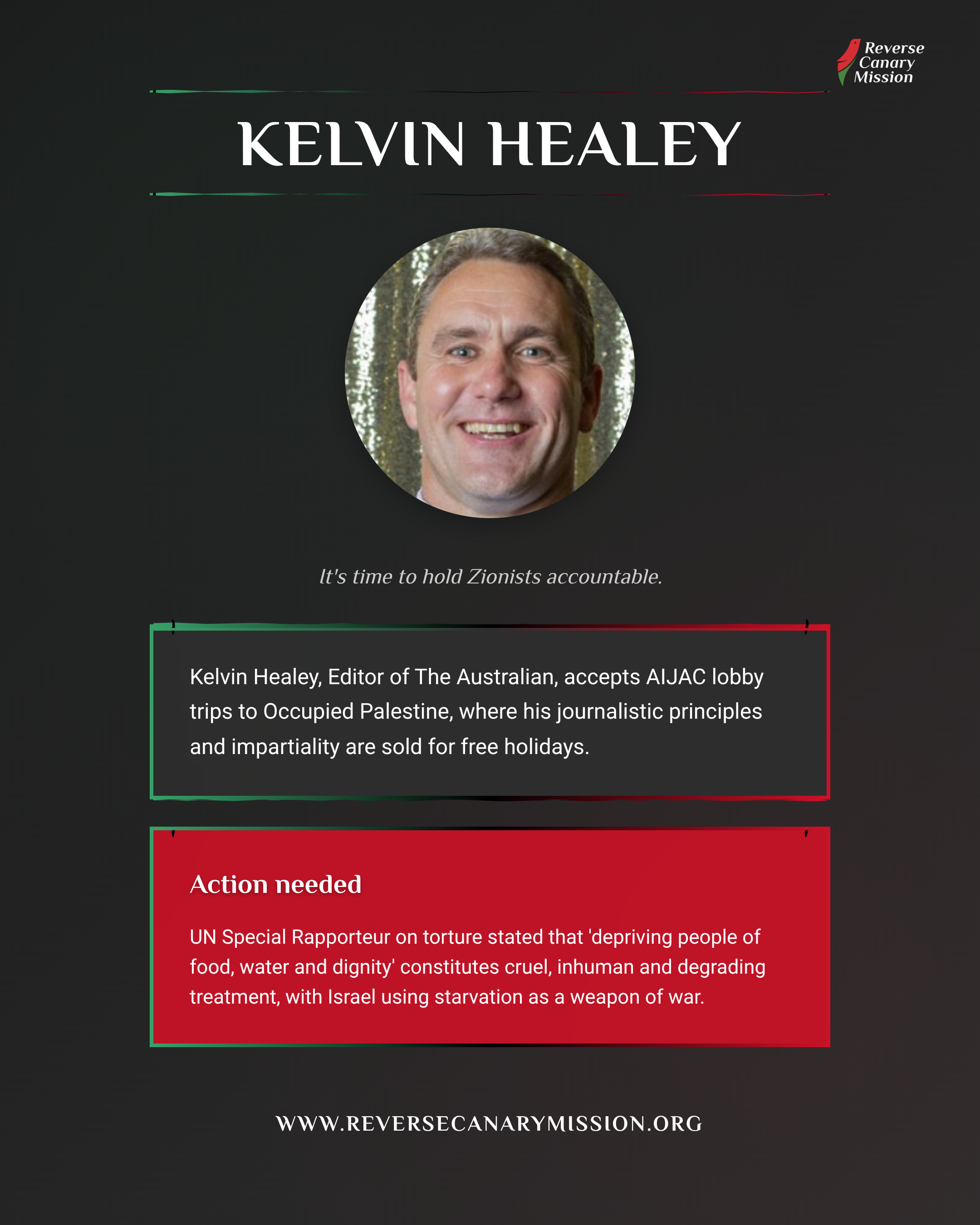 Kelvin Healey - Complicit in Apartheid | Reverse Canary Mission